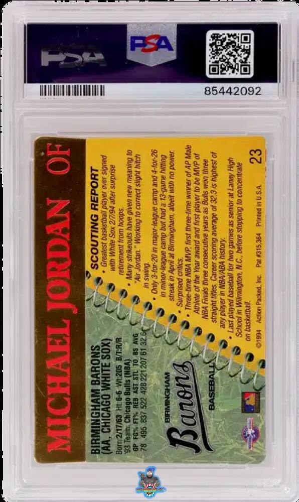 1994 Action Packed Michael Jordan Scouting Report #23 PSA 10| MaxWaxPax.com